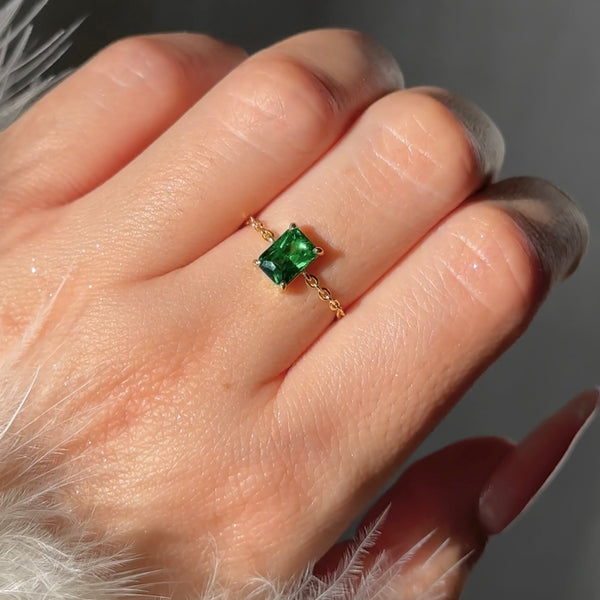 Emerald Green Self Love Chain Ring